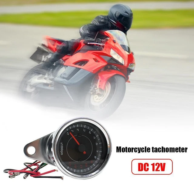 MOTORCYCLE TACHOMETER BLUE LED Backlit Analog RPM Gauge REV Counter ...