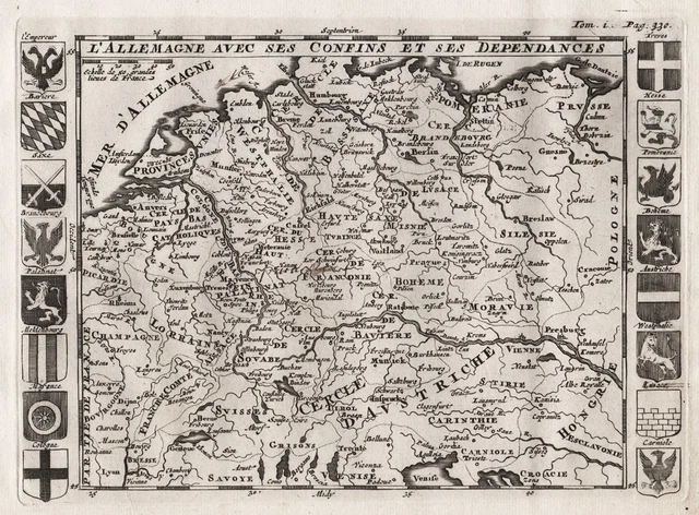 GERMAN REICH GERMANY Germany map map map de la Feuille 1702 copper ...