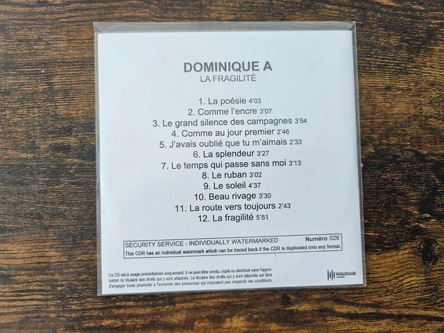 DOMINIQUE A CD Promo 12 Titres La Fragilite EUR 3,00 - PicClick FR