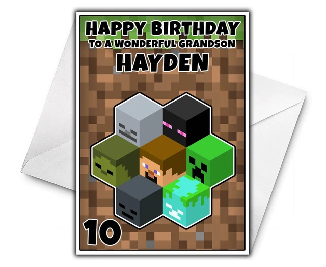 MINECRAFT PERSONALISED BIRTHDAY Card - Minecraft Birthday Card ...