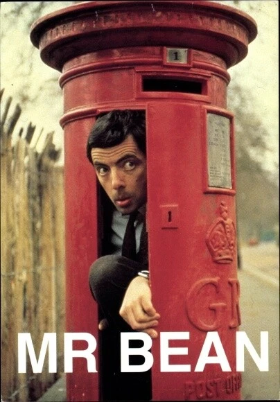 POSTCARD ACTOR AND comedian Rowan Atkinson, Mr. Bean, Post Box ...