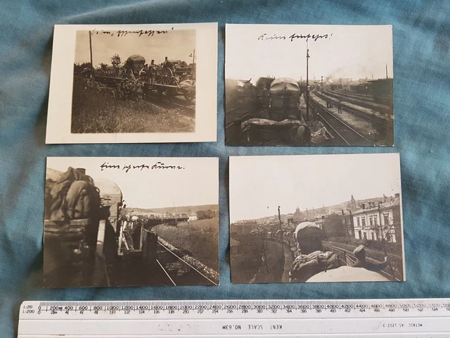4X WW1 GERMAN photos of Army units ‘Off to the Front’ by railway convoy ...