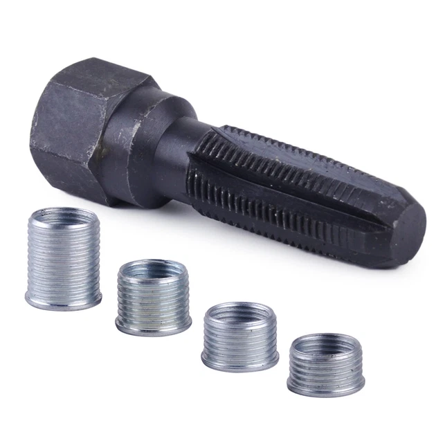 M14 X 1.25 Spark Plug Helicoil Thread Reamer Tap Repair Tool Kit with 4 ...