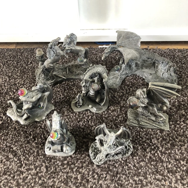 TUDOR MINT MYTH & Magic Pewter Dragon Unicorn Pegasus Figurine Statue ...