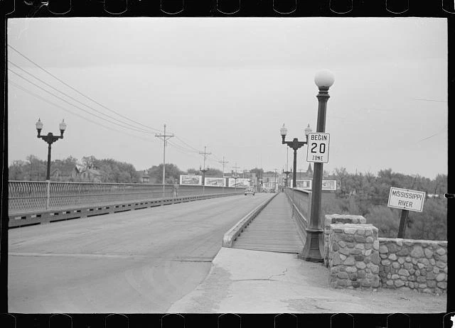 BRIDGE ACROSS MISSISSIPPI River La Crosse Wisconsin 1930s Historic Old ...