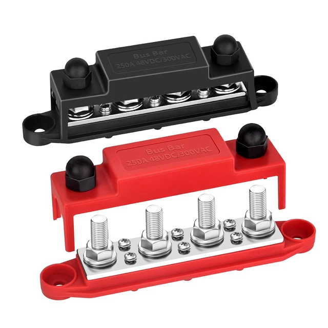 POWER DISTRIBUTION BLOCK 12V 250A Bus Bar 4 X 5/16" Stud Marine, 6 X #8 ...