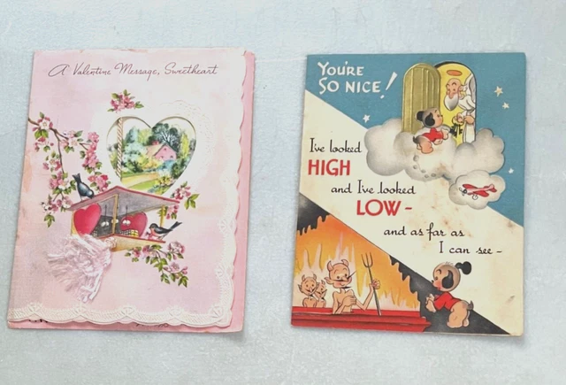 1948 1949 VINTAGE Valentine Cards Feb 14 Hearts for Collection Used ...