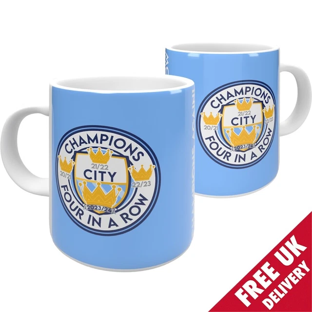 MANCHESTER CITY MUG Champions 4 in a Row Logo 23/24 - 11oz £10.99 ...