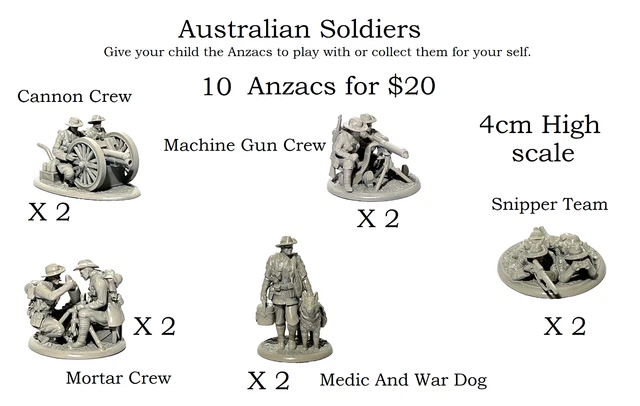 4CM ARMY SOLDIER Anzac Australian Soldiers Playset Kids Gift Gallipoli ... 4CM ARMY SOLDIER Anzac Australian Soldiers Playset Kids Gift Gallipoli ...