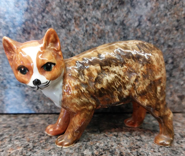 VINTAGE HANDMADE RUSHTON Pottery Tortoiseshell Manx Cat Figurine - Isle ...