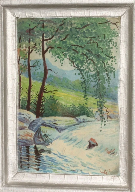 TABLEAU ANCIEN HUILE impressionniste paysage fluvial EUR 253,15 - PicClick FR