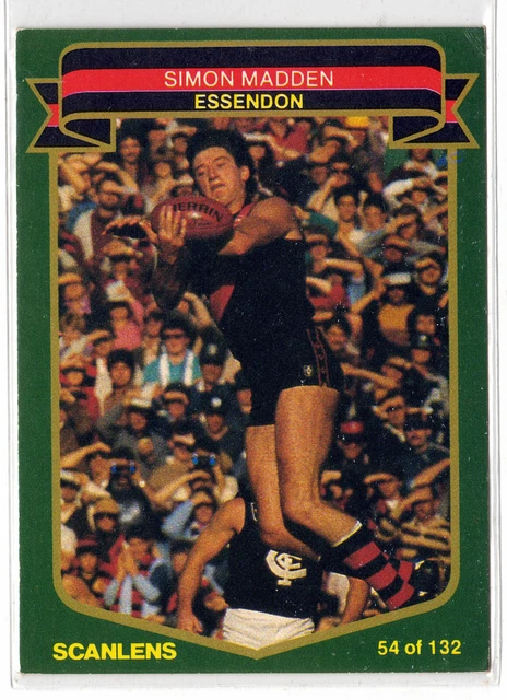 SCANLENS 1985 VFL FOOTY CARD SIMON MADDEN ESSENDON BOMBERS # 54 of Set ...