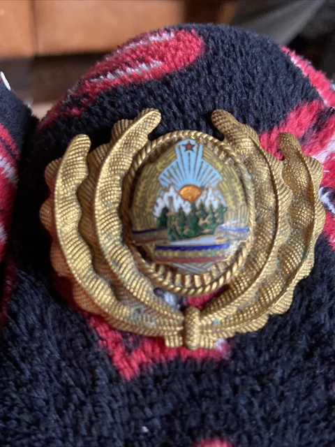 OFFICER CAP BADGE Romania army communist 1970's CEAUSESCU era, military ...