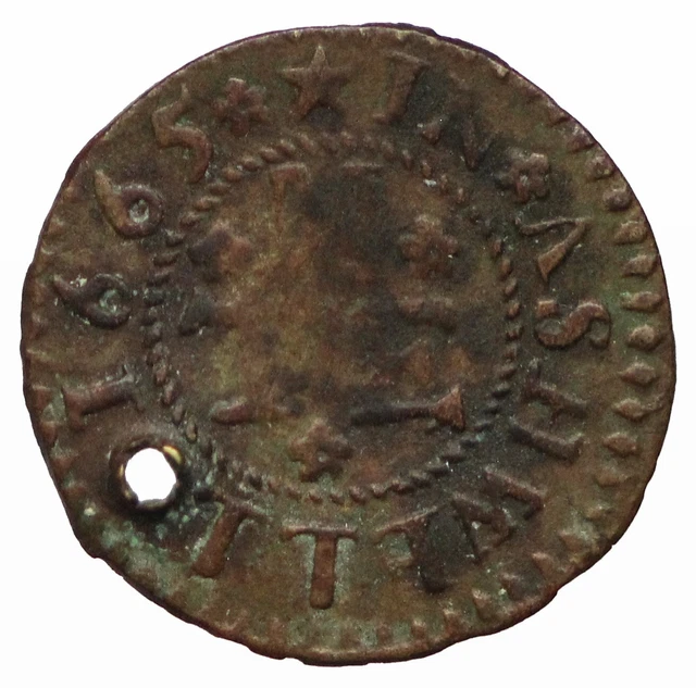 HERTFORDSHIRE ASHWELL 17TH C. Farthing Token 1665 Thomas Mackeris W 2 £ ...