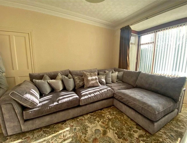 SOFOLOGY EMPEROR 2 Piece Corner Sofa In Lucern Silver Plush Velvet Fabric Aaa 1 750.00 PicClick UK