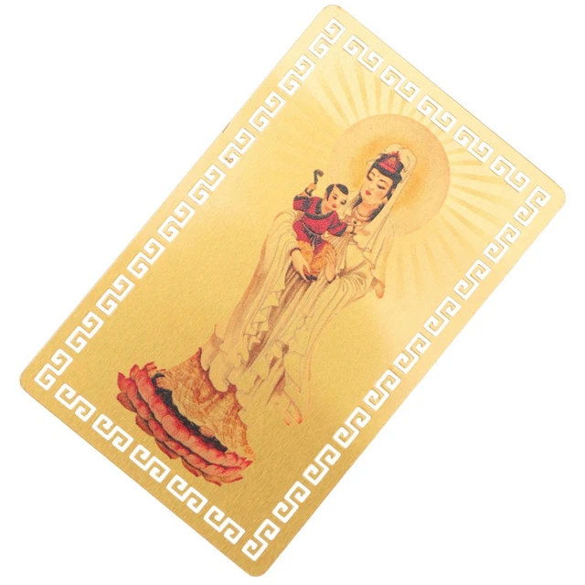 CHINESE STYLE ALUMINUM Alloy Amulet Card Kwan Yin Luck Protection Card ...
