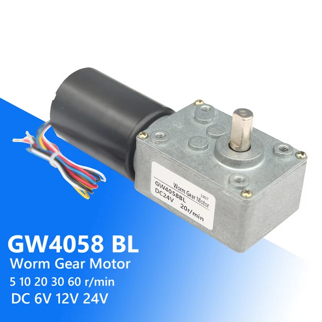 TURBO WORM GEAR Motor Brushless 6V 12V 24V DC 5-60 RPM Gearbox Motor ...