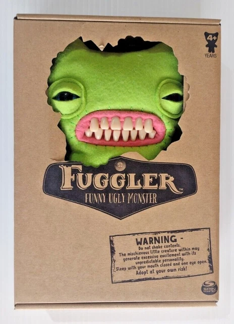 FUGGLER FUNNY UGLY Monster Green Munch Felt Rare Teeth New Soft Toy ...