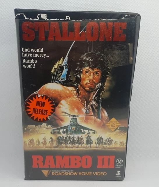 RAMBO 3 III VHS Sylvester Stallone Village Roadshow Ex-Rental Large ...