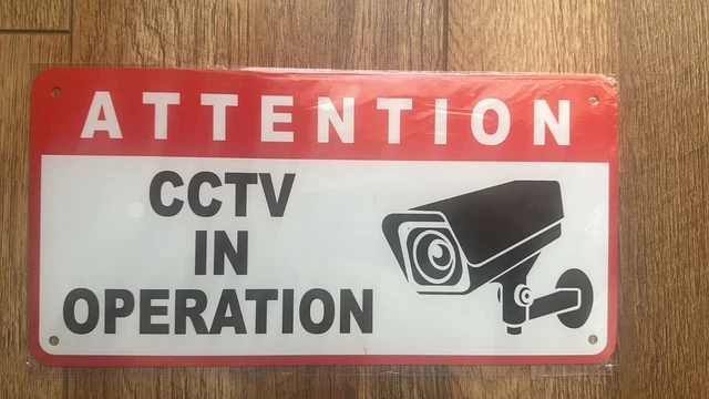 ATTENTION CCTV IN Operation Red Warning Sign Camera Security Car ...
