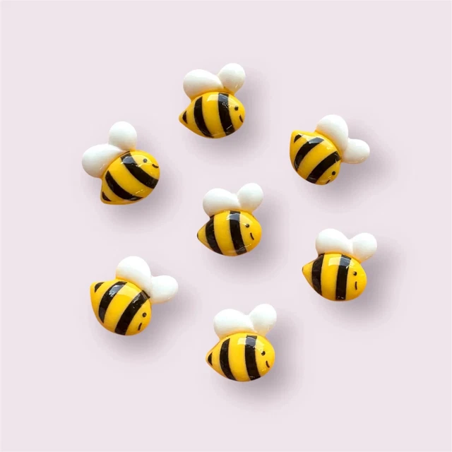 BEE EMBELLISHMENTS, 11MM bee cabochons, resin flat back bee, set of 6 ...