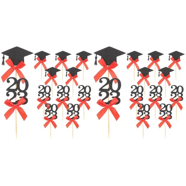 SAISON DES DIPLÔMES 24 pcs Graduation Caps Toppers Sélections de gâteau ...