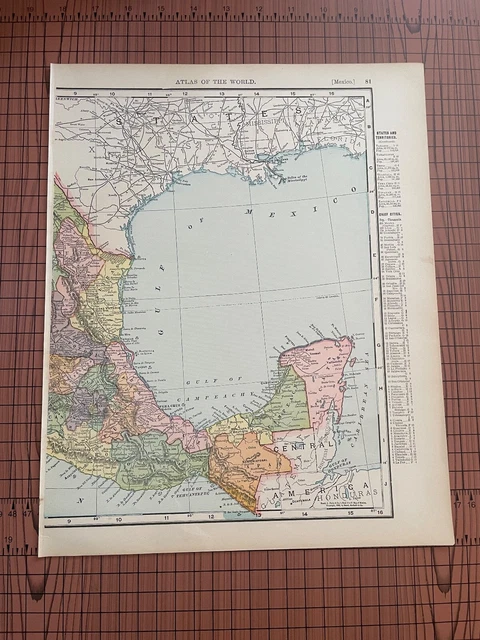 ANTIQUE MEXICO MAP 1890s Rand McNally Color Map North America East ...