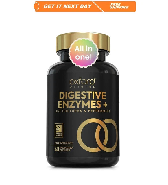 10-IN-1 DIGESTIVE ENZYME Supplement with Probiotics & Peppermint Oil UK ...