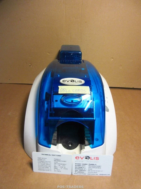 EVOLIS PEBBLE 4 BASIC PBL401OCH ID Card Printer Color Blue - 6860 CARDS ...