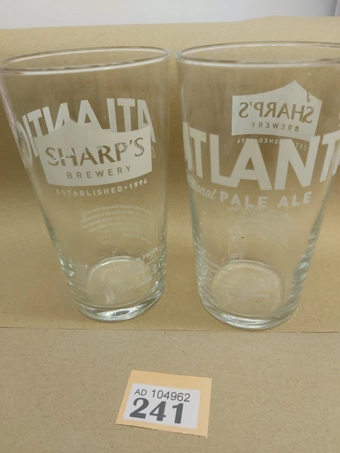 2 X SHARPS Brewery Atlantic Pale Ale bitter beer real ale pint glass ...