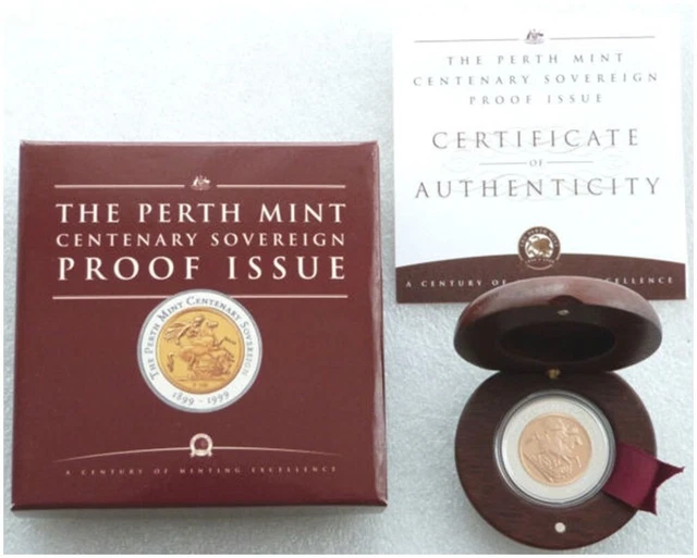 1999 BI-MET AUSTRALIAN $100 Perth Mint Centennial Gold-Silver proof ...