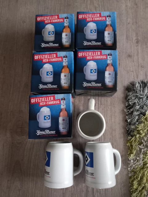 HSV 8X KÖNIG Pilsener HSV Bierkrug Henkel Bier Ton Krug 0,3l ...