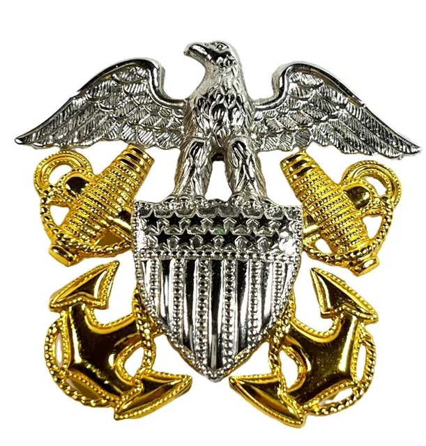 US NAVY BADGE. Officer Chapeau Cockade. Métal Silver Gilded (Badges 55 ...