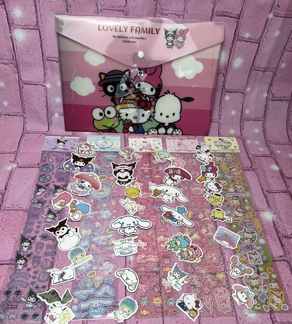 Sanrio Character Sticker Bundle And File~my Melody Kuromi Cinnamoroll