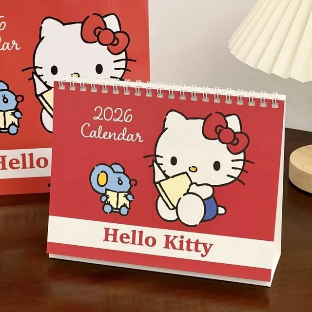 CUTE CARTOON KITTY 2026 Desktop Calendar Kawaii Anime Desktops ...