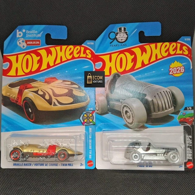 HOT WHEELS 2026 Lot of 2 – Pass N Go Monopoly Edition & Braille Racer ...