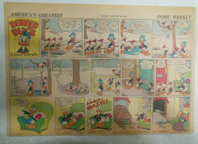 donald-duck-sunday-page-by-walt-disney-from-1-11-1942-half-page-size-4