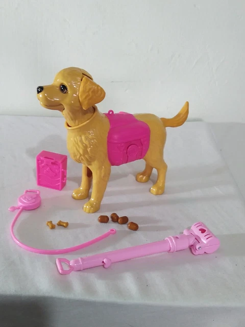BARBIE TOY POOPING dog with lead, poo, poop, scoop food box no doll ...