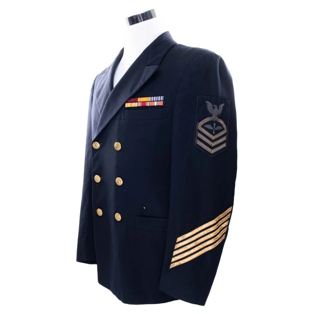 VINTAGE USN NAVY Uniform Dress Jacket Post Vietnam War Buillon Patch ...