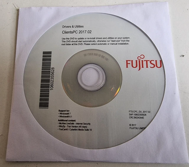 FUJITSU DRIVERS & Utilities ClientsPC 2017.02 Treiber DVD für PCs / Win ...