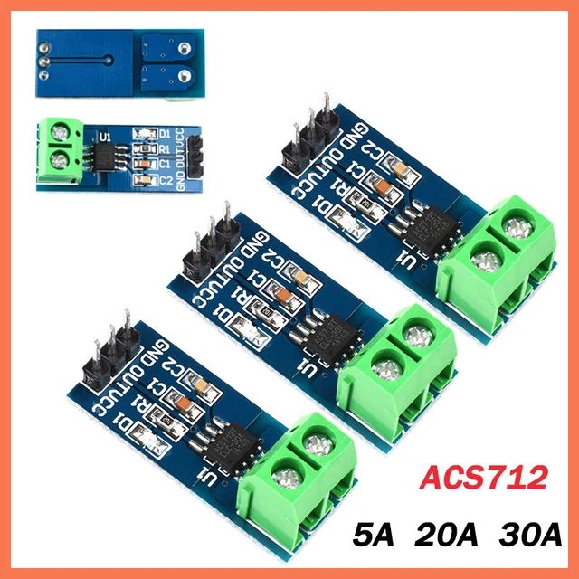 ACS712/ACS712T CURRENT SENSOR Module Detector 5A 20A 30A Amperage Range ...