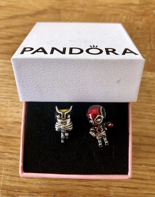 PANDORA MARVEL Set Deadpool & Wolverine Charm ALE S925 Sterling Silver ...