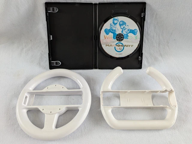 MARIO KART WII DISC ONLY with 2 Wii Steering Wheels for Nintendo Wii £ ...