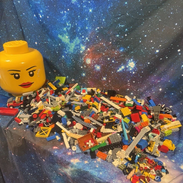 LEGO FEMALE HEAD Storage Bucket with 2.5kg Mixed Bricks & Mini Figures ...