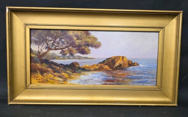 TABLEAU HUILE PAYSAGE Provence Bord de Mer Signé Paul Longé début XXème EUR 44,50 - PicClick FR