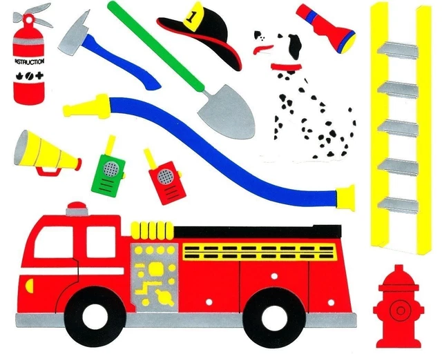 ~ FIRE TRUCK Ladder Hose Dog Fireman Hydrant Mrs Grossman Stickers SALE ...