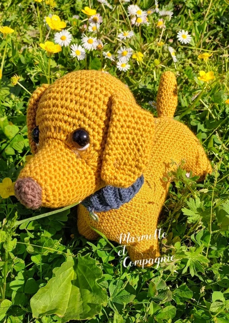 AMIGURUMI AXEL LE teckel au crochet fait mains EUR 28,00 - PicClick FR