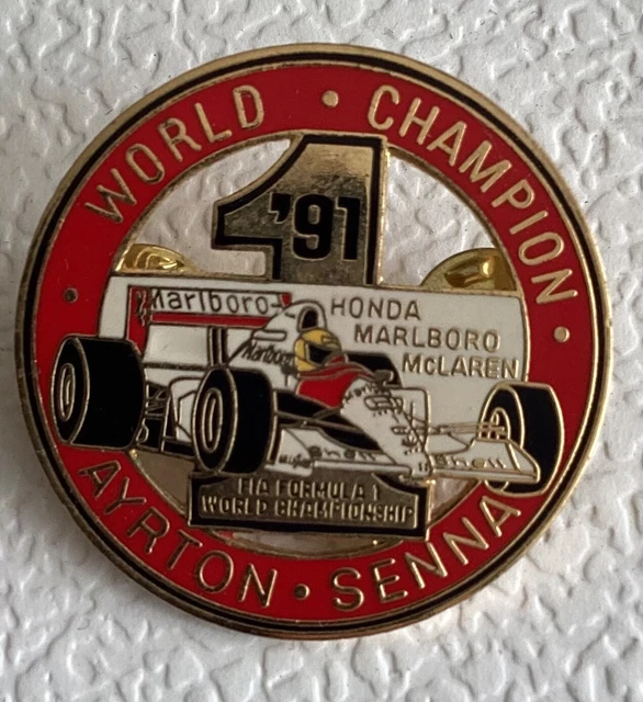 RARE AYRTON SENNA F1 world champion badge 1991 large 45mm across size £ ...