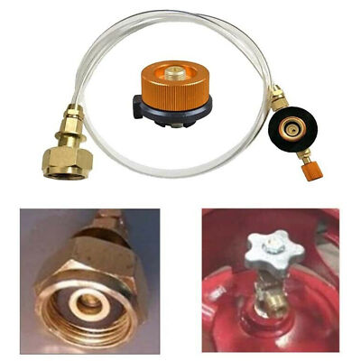 GAS TANK ADAPTER hose set connection gas cartridge for camping stove ...