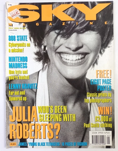 SKY MAGAZINE MAY 1991 Julia Roberts Lenny Kravitz Nintendo. Acceptable ...